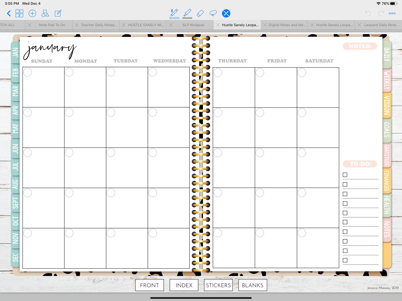 Leopard Print Undated Landscape Digital Planner Hustle - Etsy