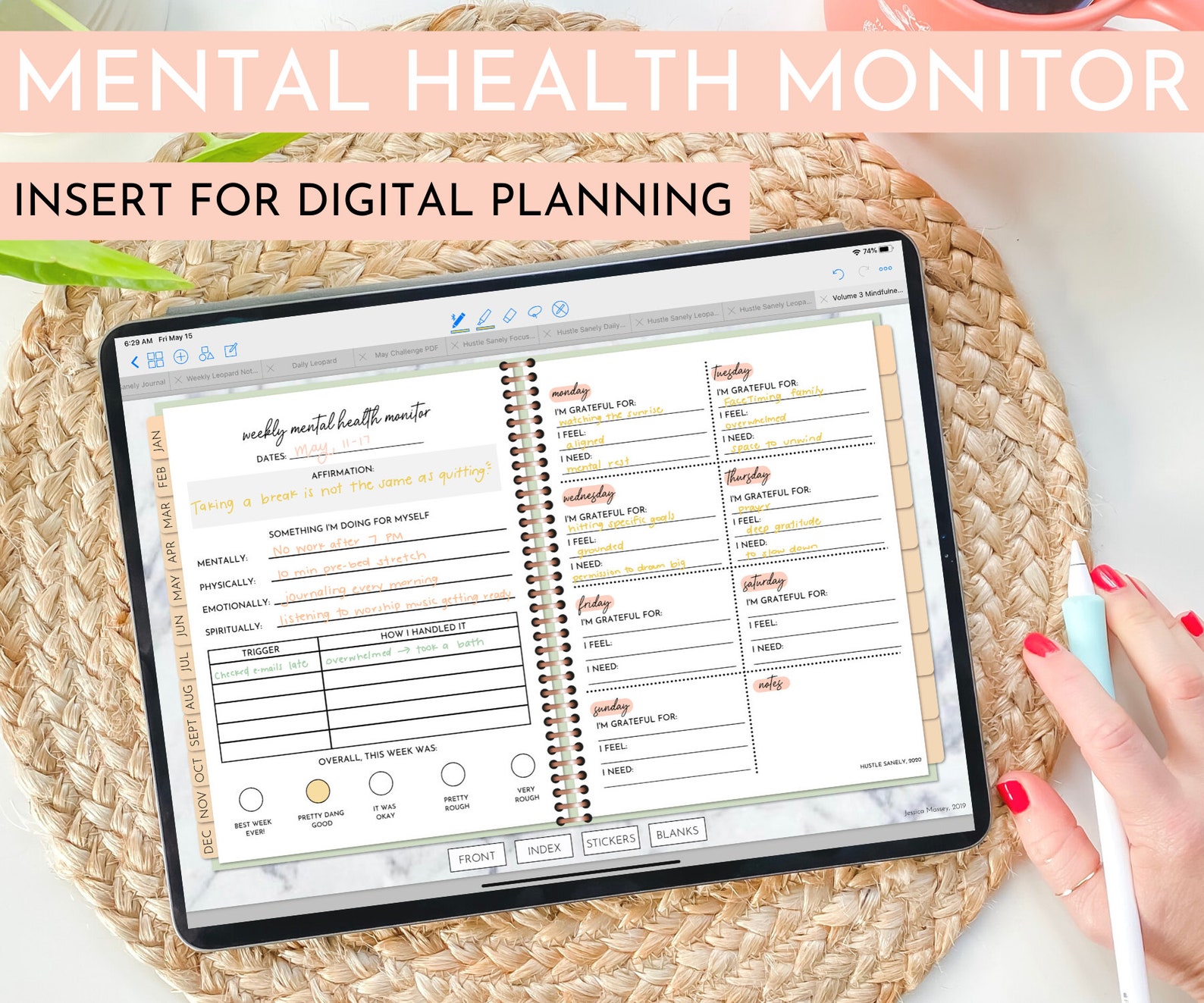 Weekly Mental Health Monitor for Digital Planning - Etsy