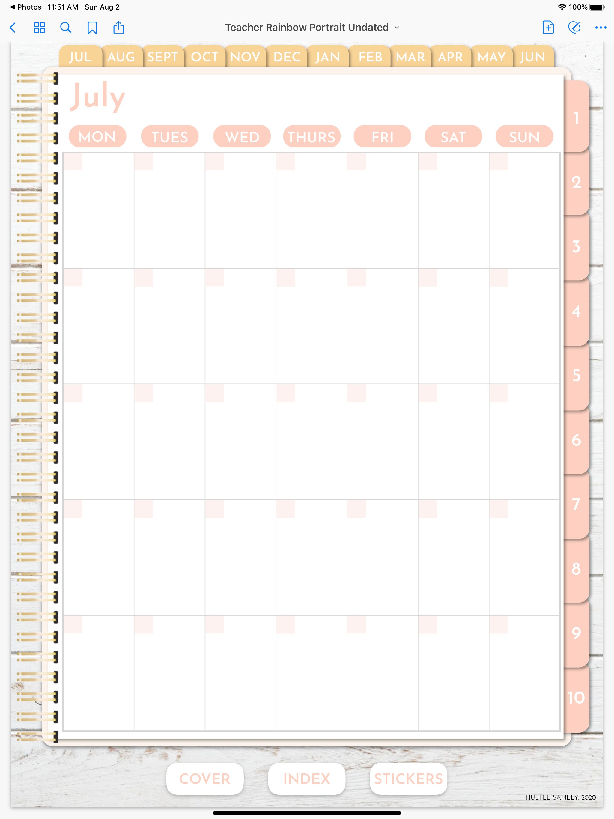 Customizable Boho Rainbow Digital Teacher Planner | Undated Portrait ...