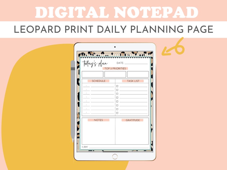 Digital Daily Planning Leopard Print Notepad Hustle Sanely® | Etsy