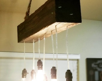 1880's Rustic Wood Beam Chandelier Made Wih Authentic Homestead Vintage ...