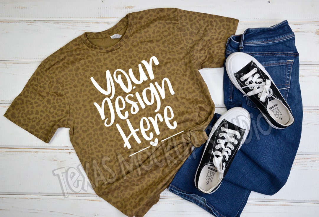 LAT 6901 Unisex Fine Jersey Shirt Mockup, LAT Leopard Shirt Mockup ...