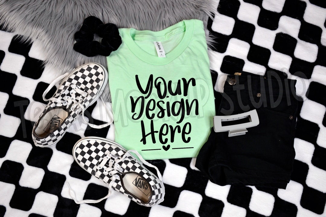 Tultex Heather Neo Mint Shirt Mockup, T202 Fine Jersey T-shirt, Minimal ...
