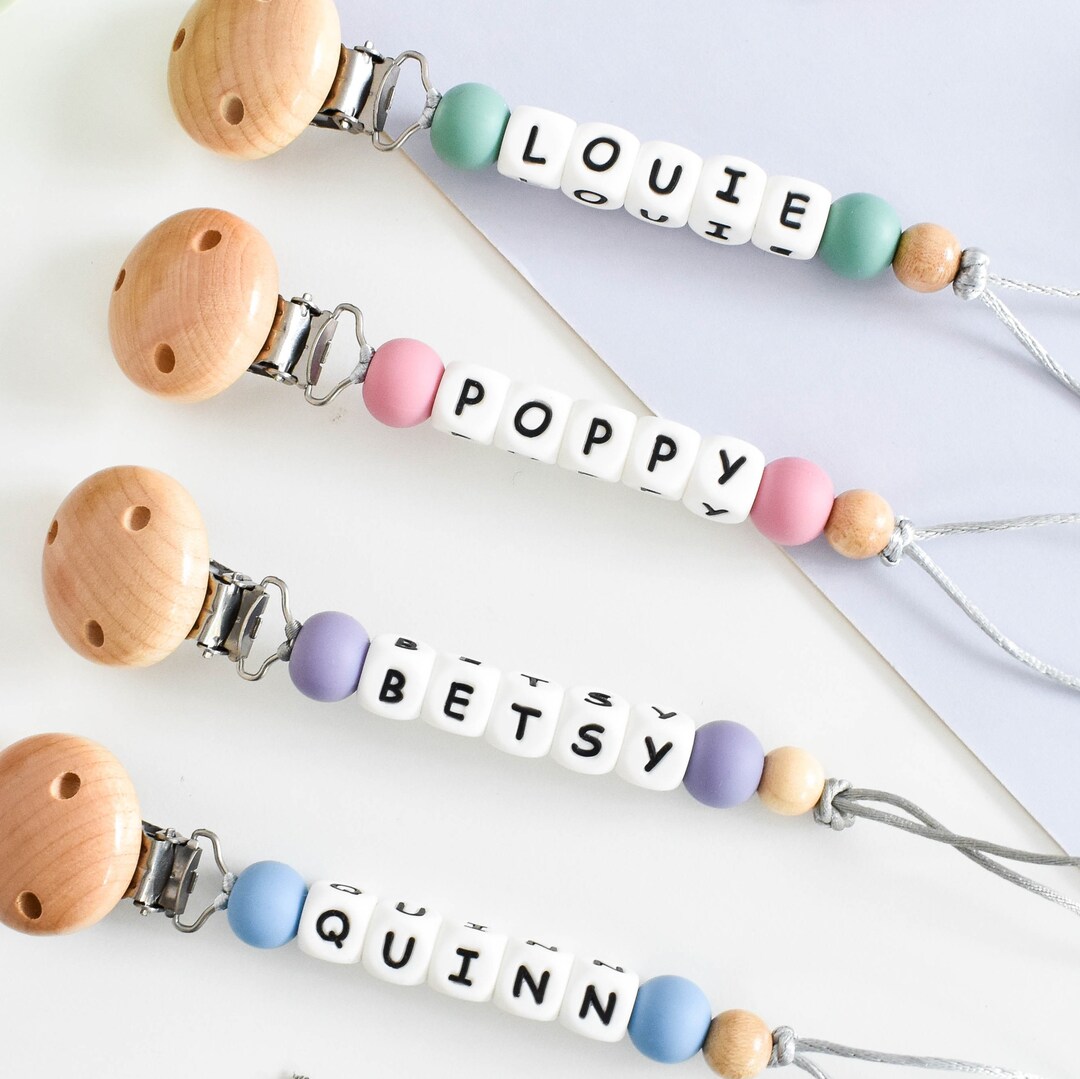 Personalised Mini Silicone Dummy Clip Pacifier Clip New Baby Gift Baby ...