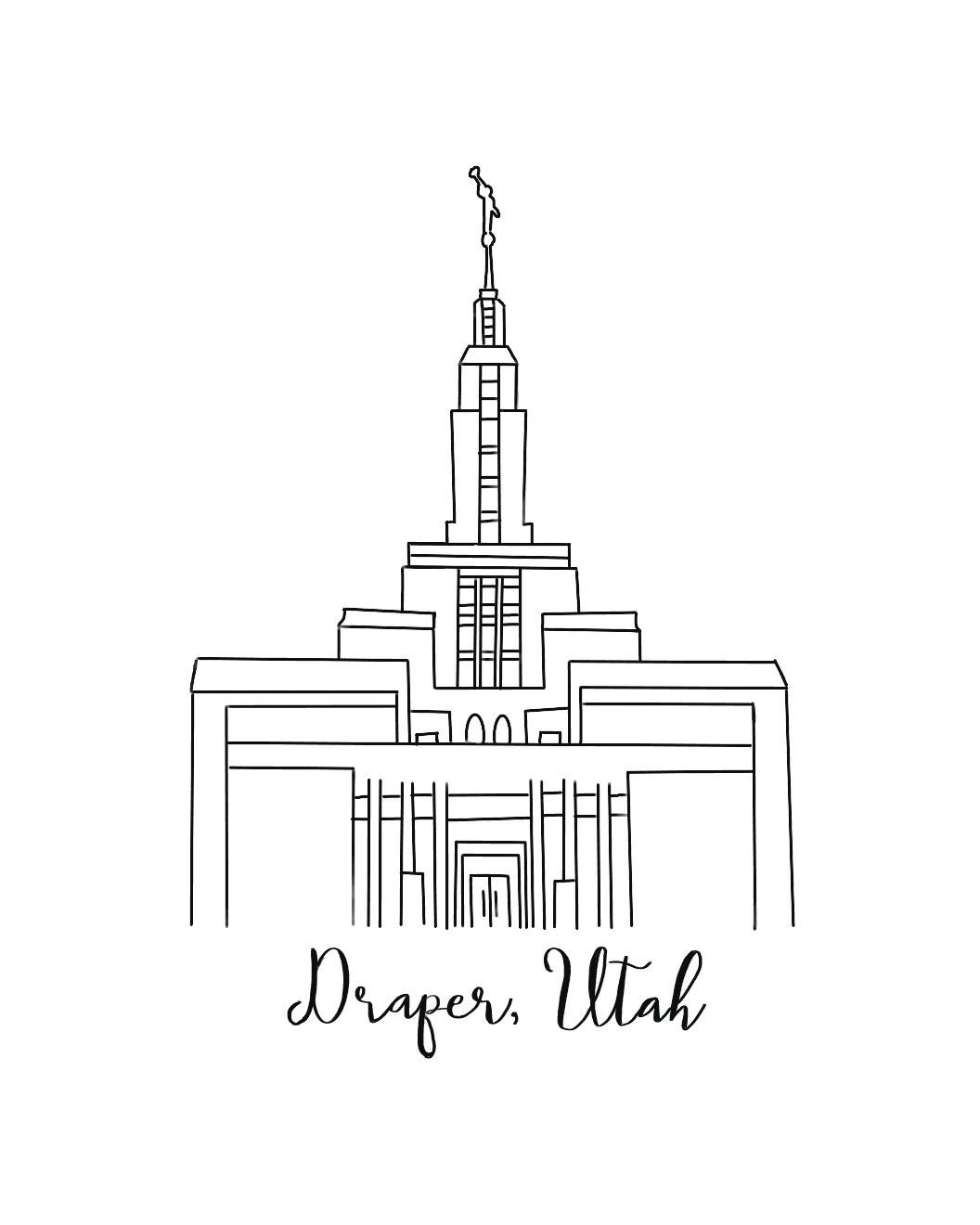 Buy Modern PRINT Draper, UT Temple Online in India - Etsy