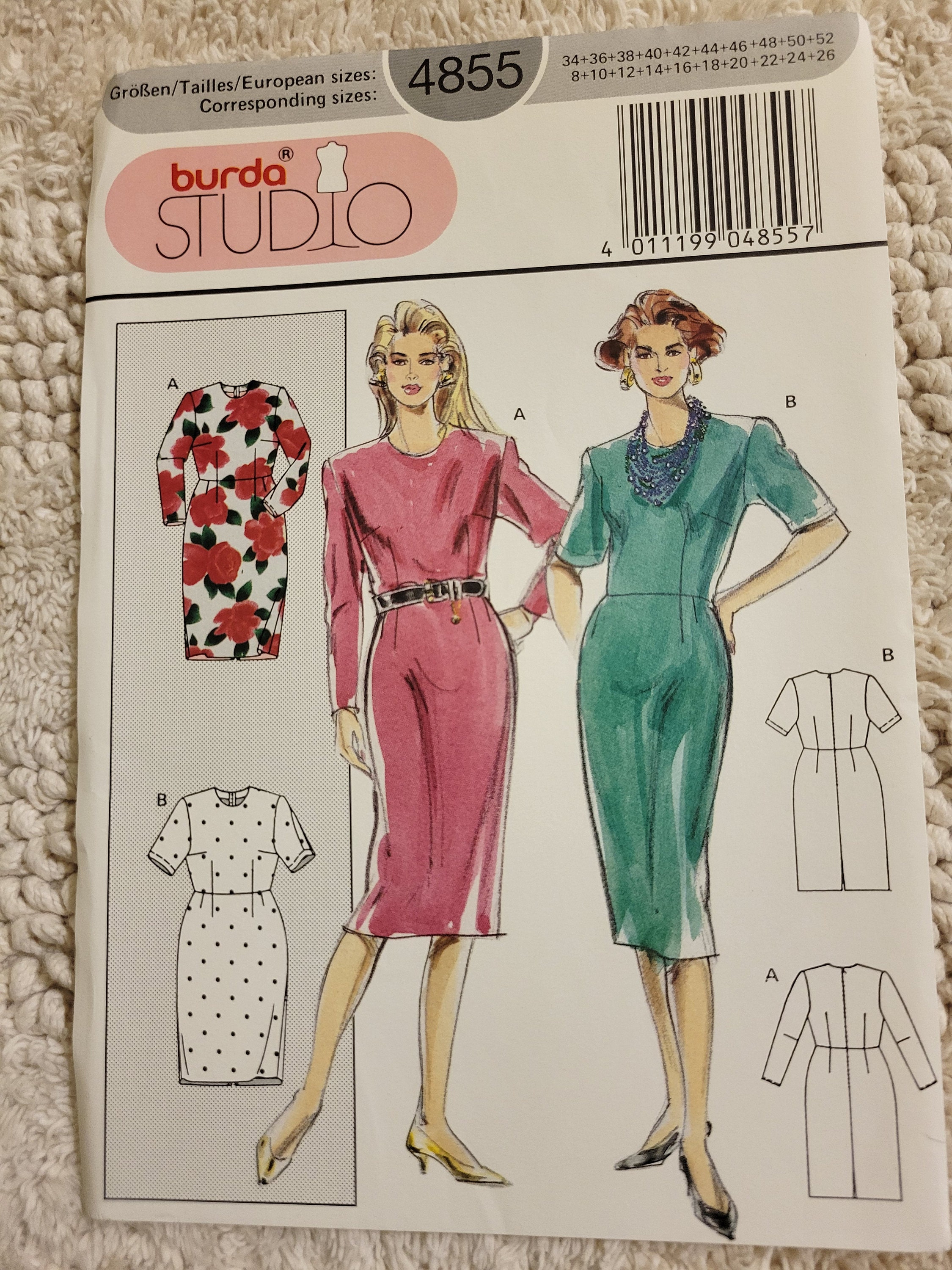 Burda Studio 4855 Classic 1980s Uncut Dress Pattern Sizes 8 - Etsy