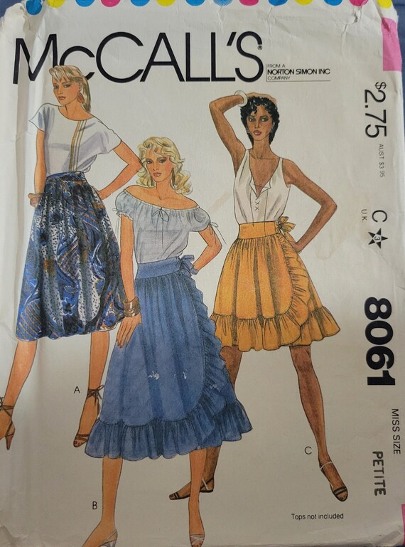 Mccall's 8061 Vintage 1982 Ruffled Wrap Skirt Uncut - Etsy