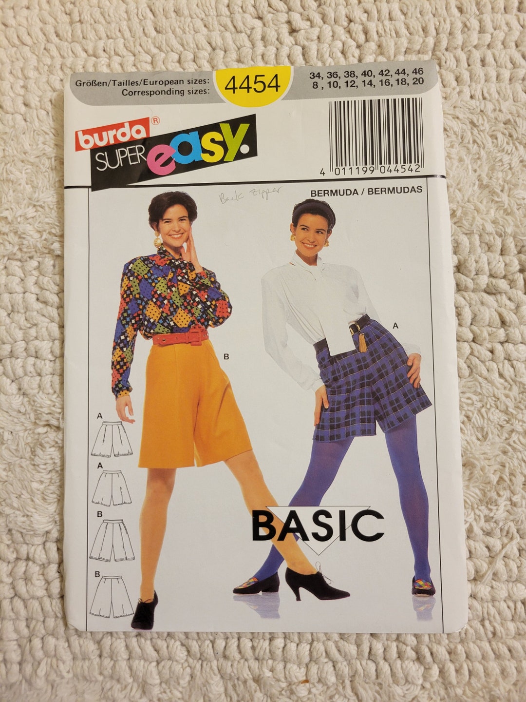 Burda 4454 Vintage 1980s Super Easy Bermuda Shorts Uncut Sewing Pattern ...