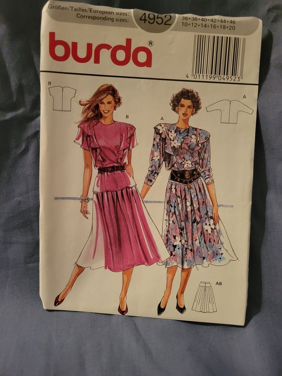 Burda 4952 Vtg 1980s Blouse and Skirt Uncut Pattern in Sizes - Etsy