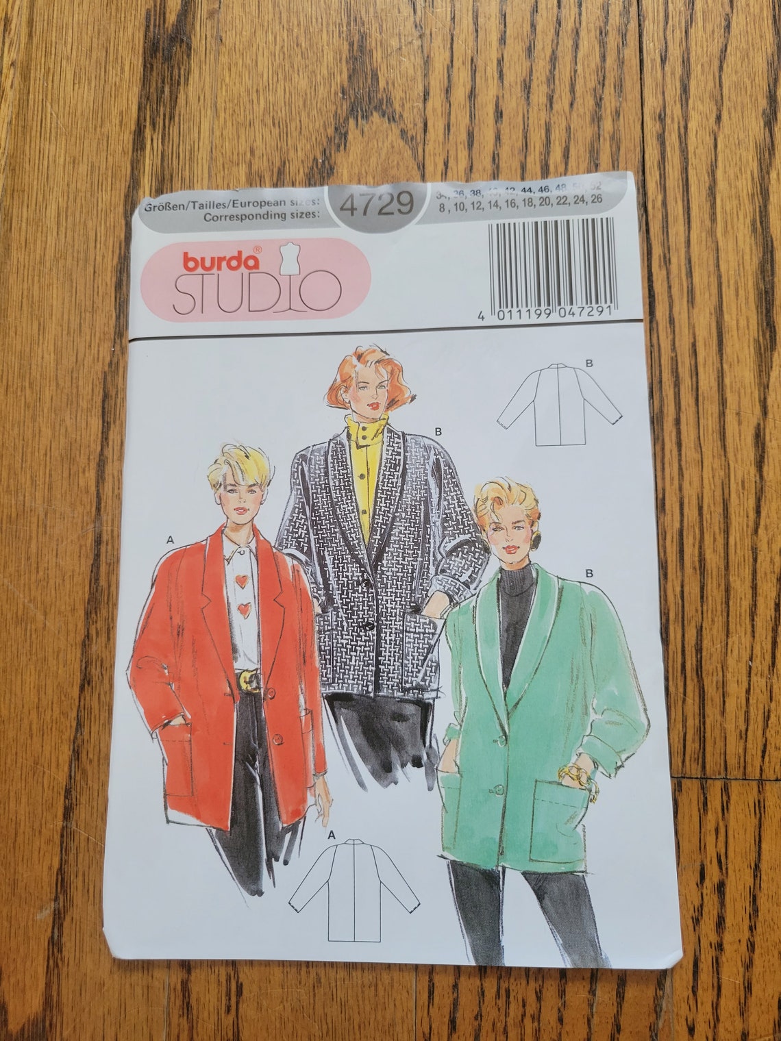 Burda Studio 4729 Vintage 1980s Uncut Jacket Sewing Pattern, Sizes 8 ...