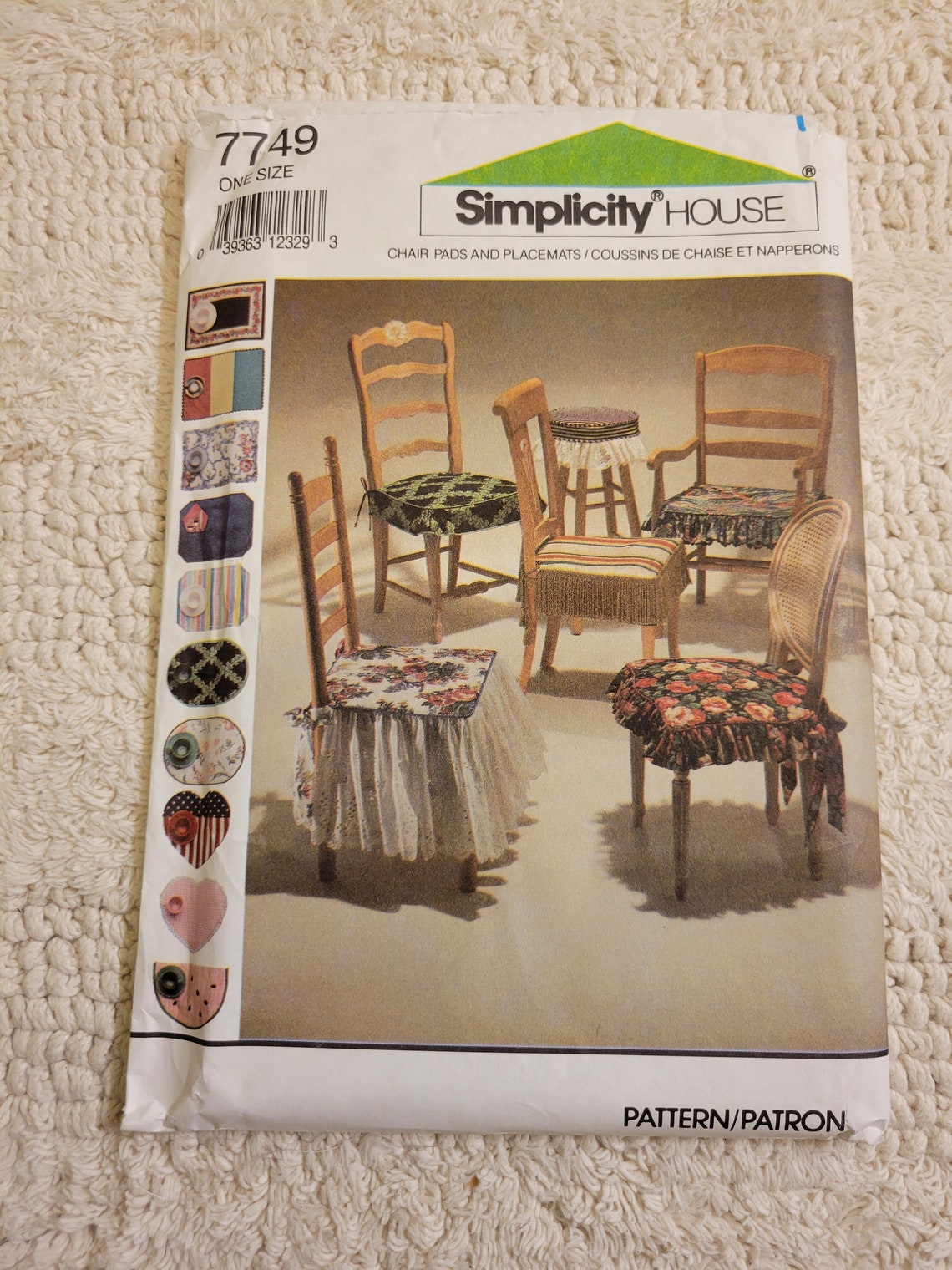 Simplicity 7749 Chair Pads and Placemats Unct Home Decor Pattern - Etsy