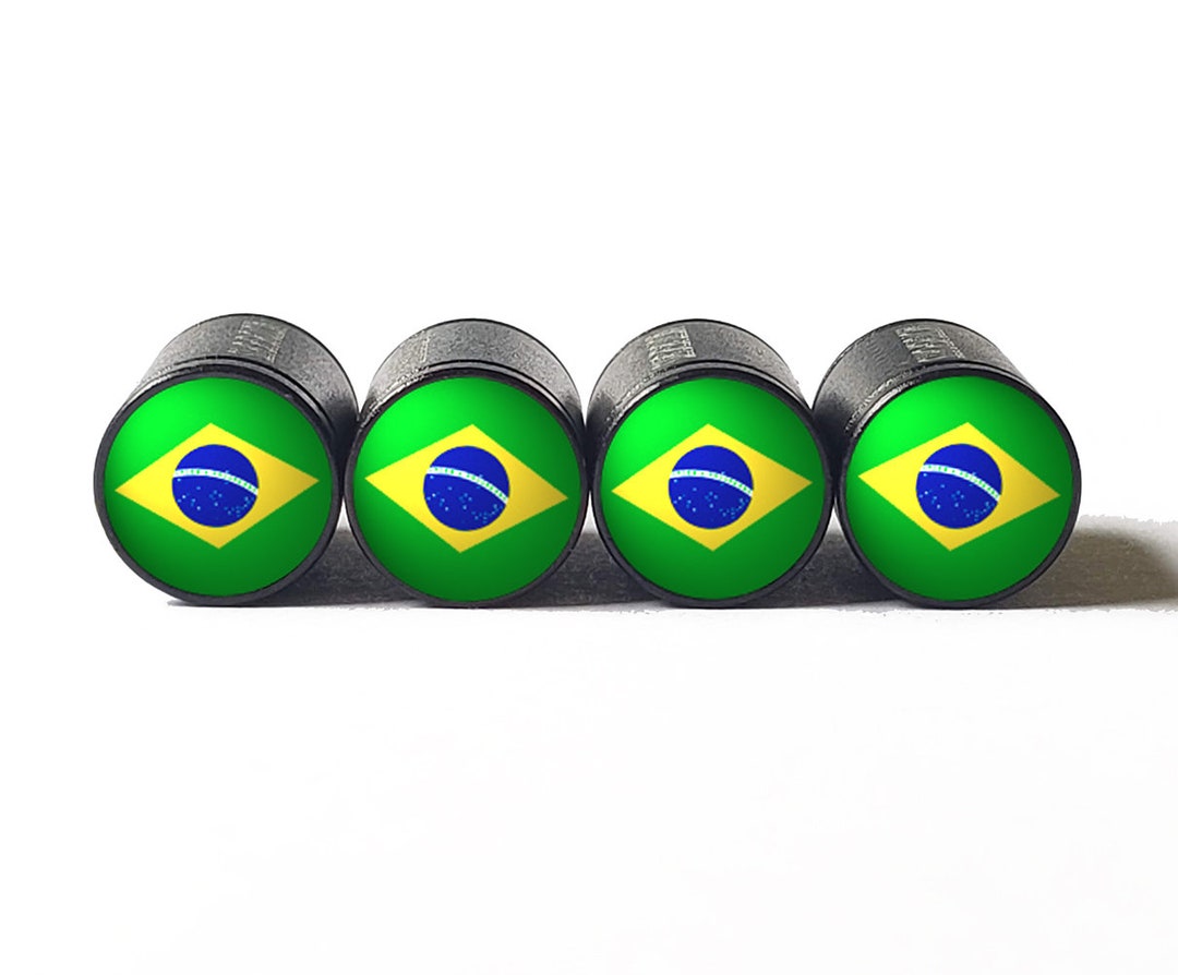 Brazil Brazilian Flag Tire Valve Caps - Black Aluminum - Set of Four - Etsy
