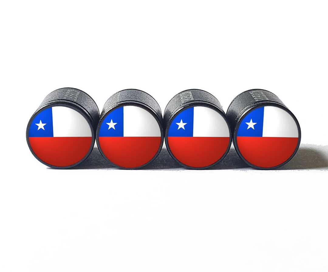 Chilean Chile Flag Tire Valve Caps - Black Aluminum - Set of Four - Etsy