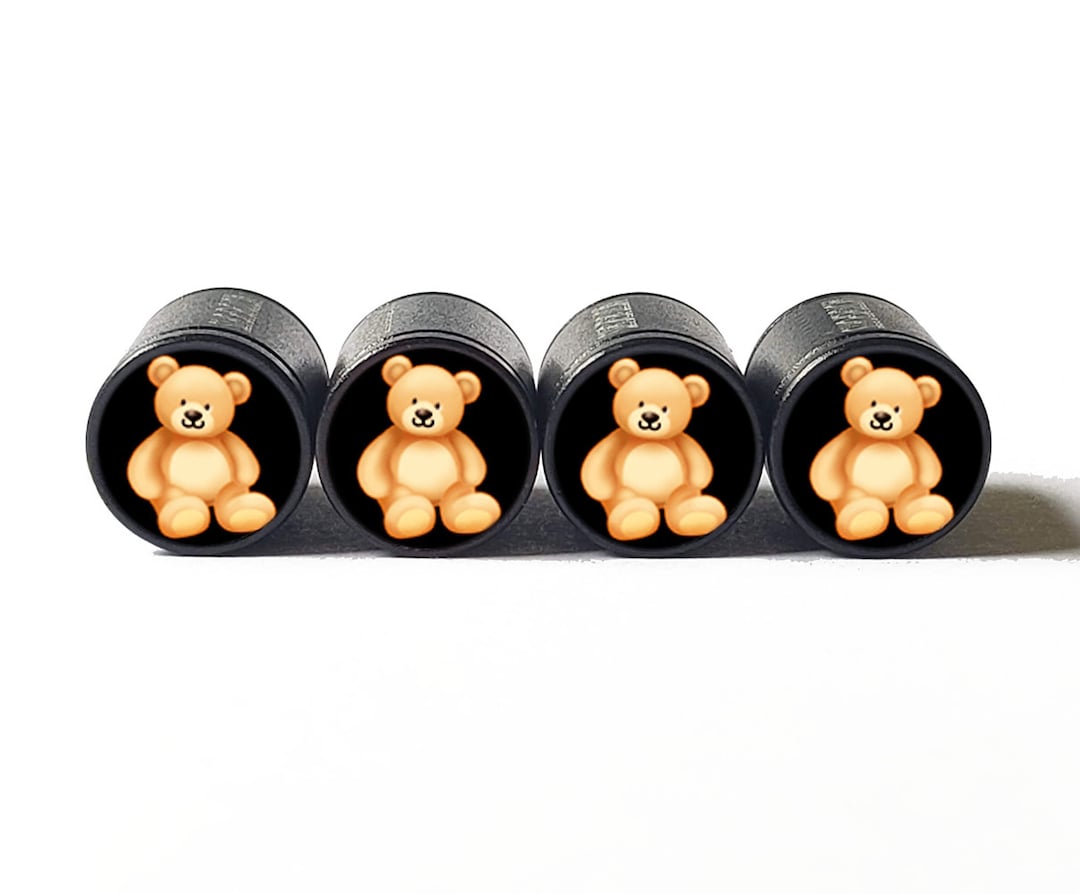 Teddy Bear Tire Valve Caps - Black Aluminum - Set of Four - Etsy