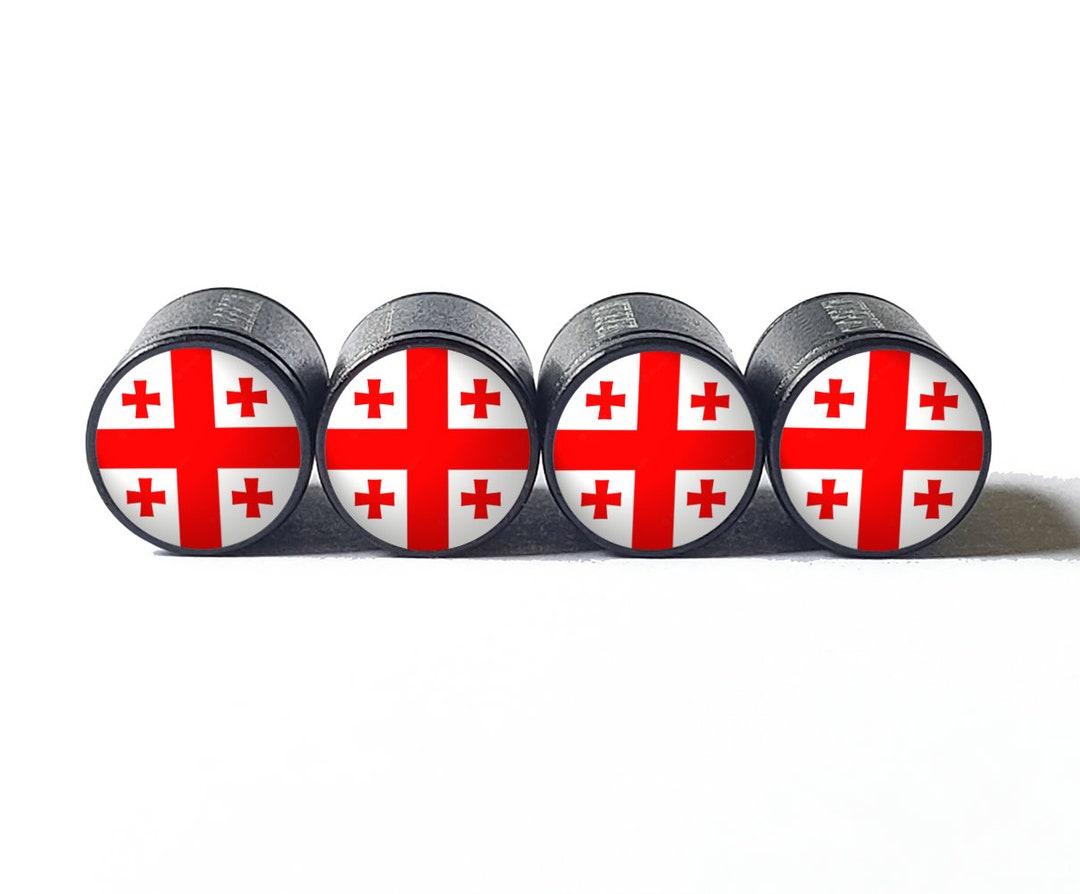 Georgia Country Flag Tire Valve Caps - Black Aluminum - Set of Four - Etsy