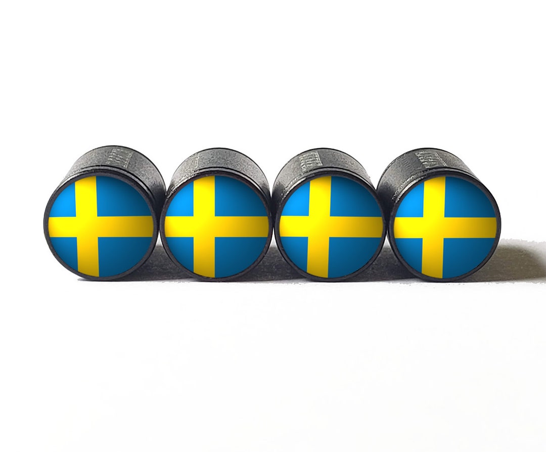 Sweden Swedish Flag Tire Valve Caps - Black Aluminum - Set of Four - Etsy