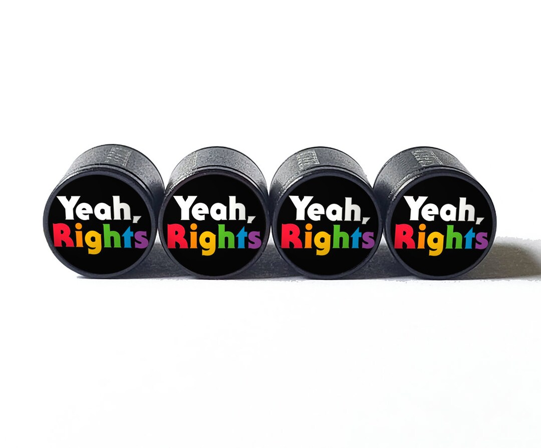 Rainbow "yeah, Rights" Tire Valve Caps - Black Aluminum - Set of Four ...