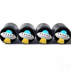 UFO Alien Spaceship Tire Valve Caps - Black Aluminum - Set of Four - Etsy