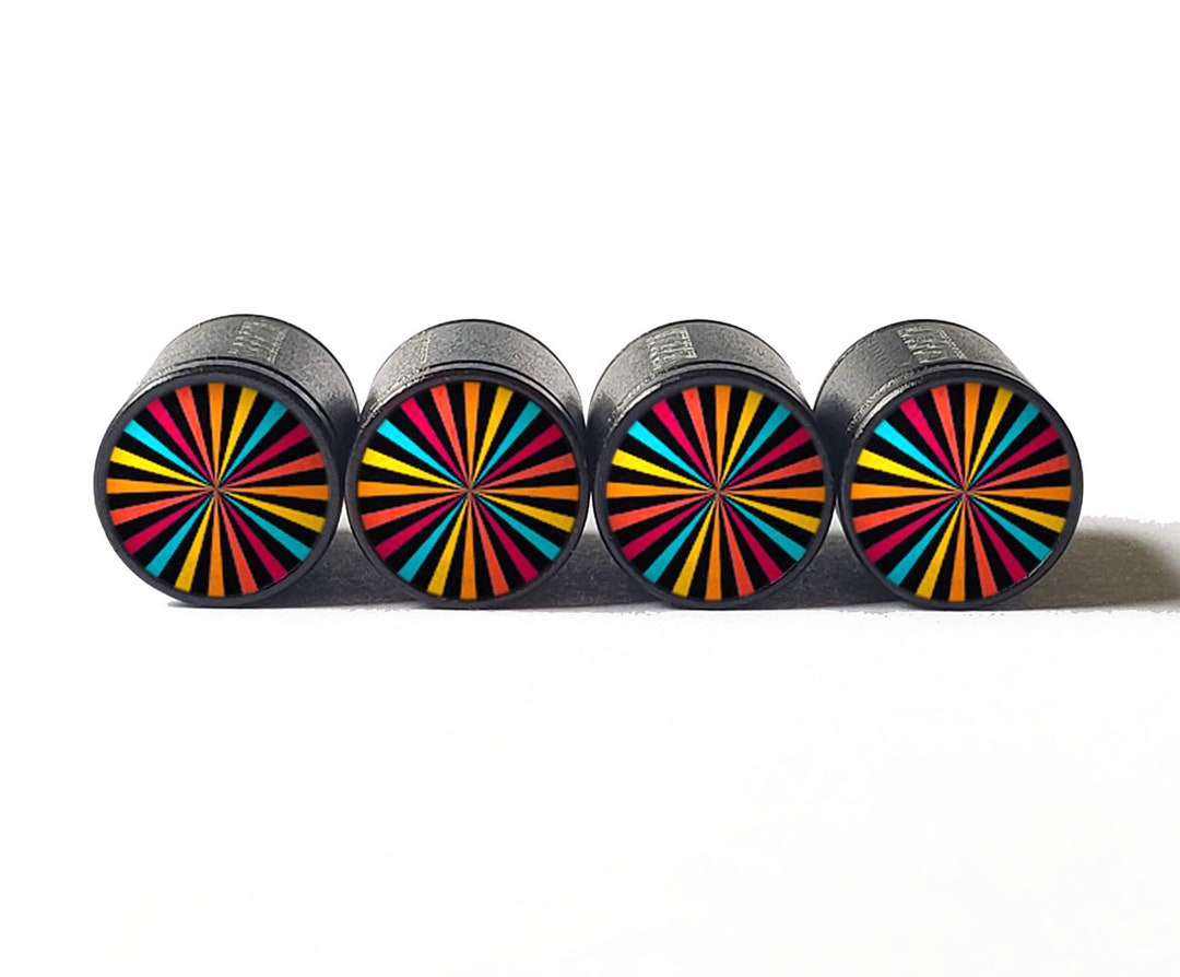 Pattern Design (style 1) Tire Valve Caps - Black Aluminum - Set of Four ...
