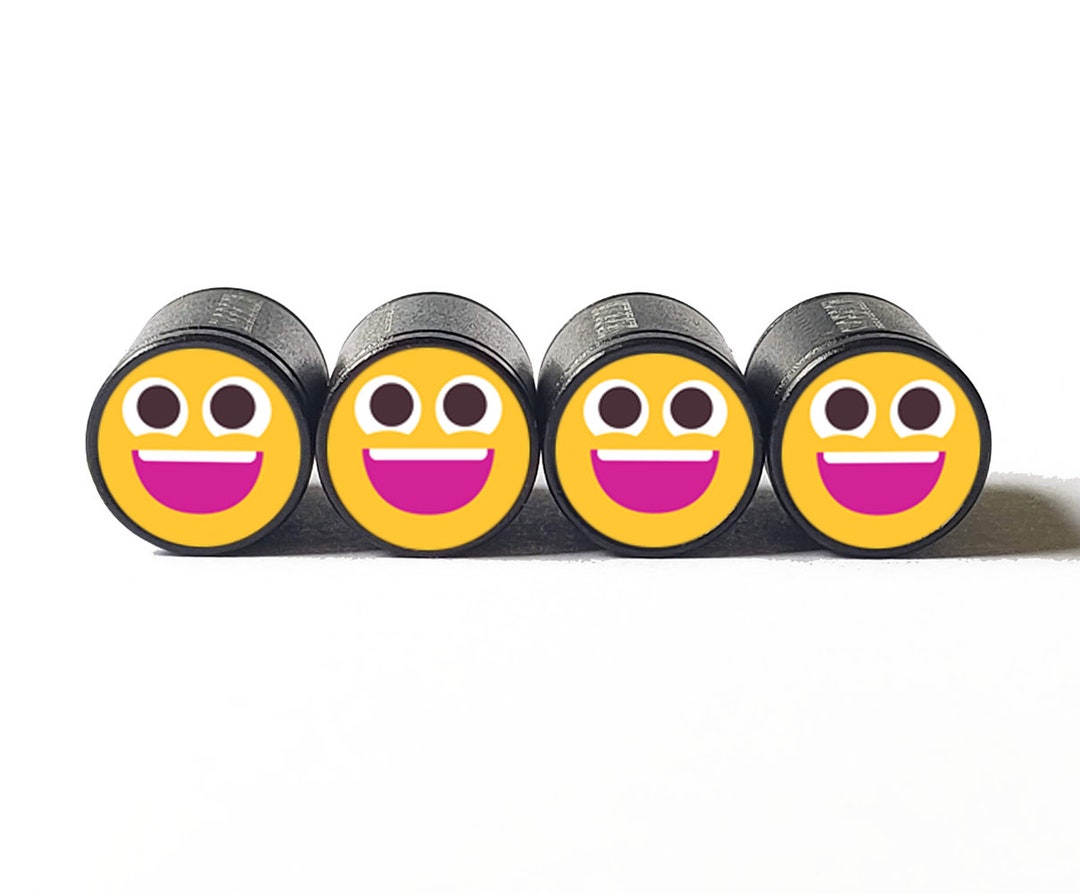 Smiley Face style 2 Tire Valve Caps Black Aluminum Set of Four - Etsy