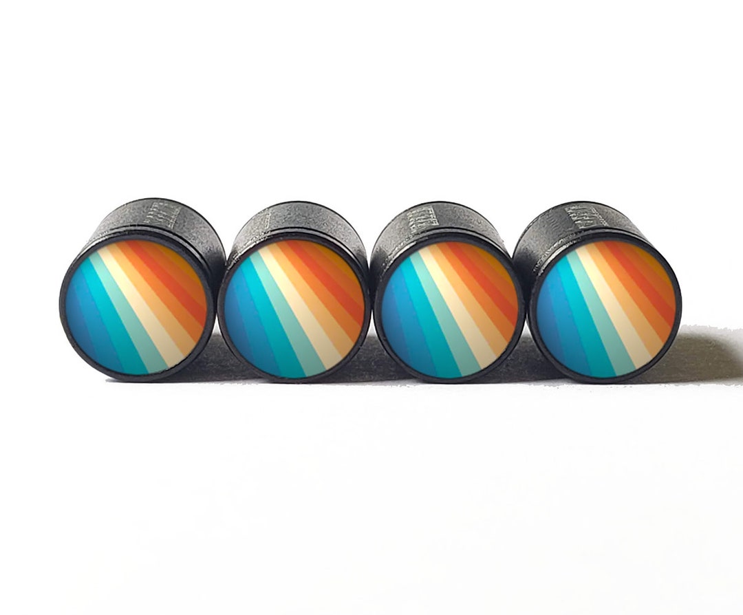 Stripe Design (style 5) Tire Valve Caps - Black Aluminum - Set of Four ...