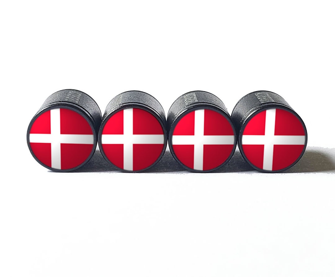 Denmark Flag Tire Valve Caps - Black Aluminum - Set of Four - Etsy