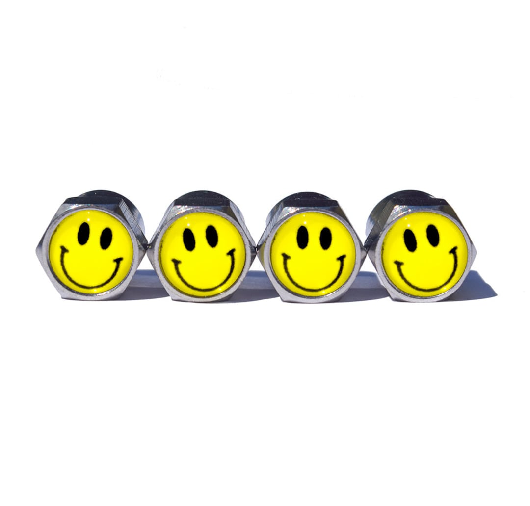 Happy Smiley Face Tire Valve Caps - Chrome Coated - Set of Four - Etsy