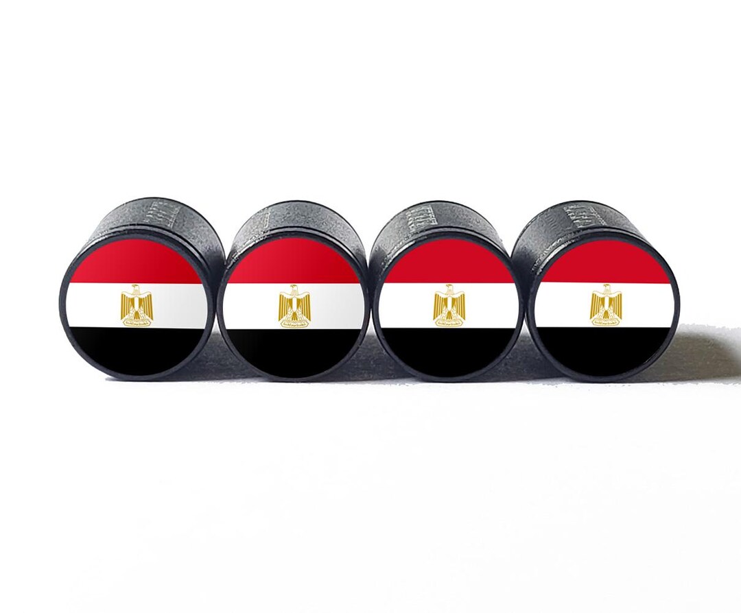 Egypt Egyptian Flag Tire Valve Stem Caps - Black Aluminum - Set of Four ...