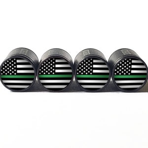 US Military Green Line American Flag Tire Valve Caps Black - Etsy