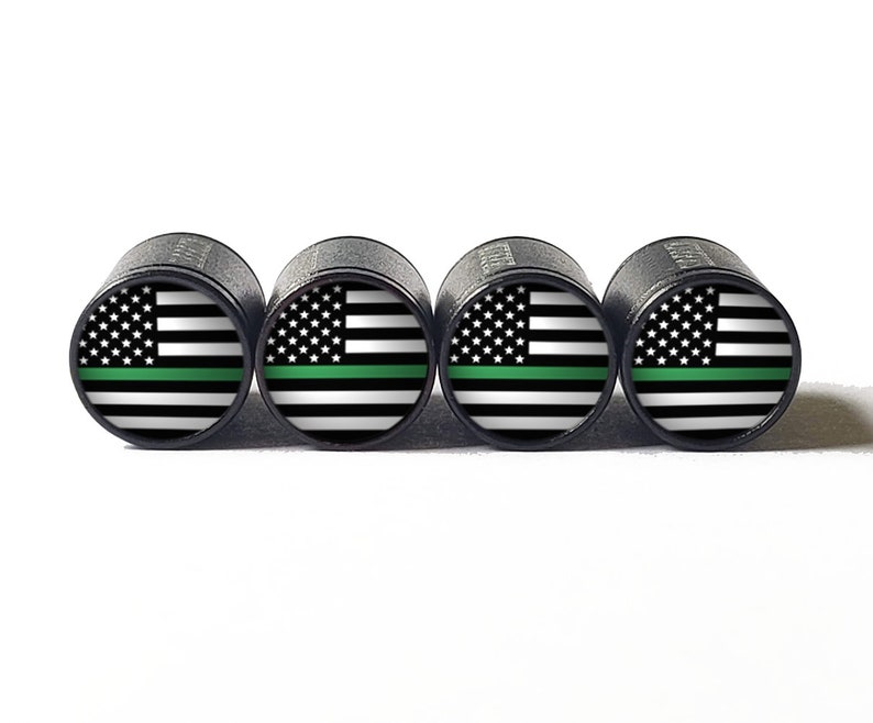 US Military Green Line American Flag Tire Valve Caps Black - Etsy