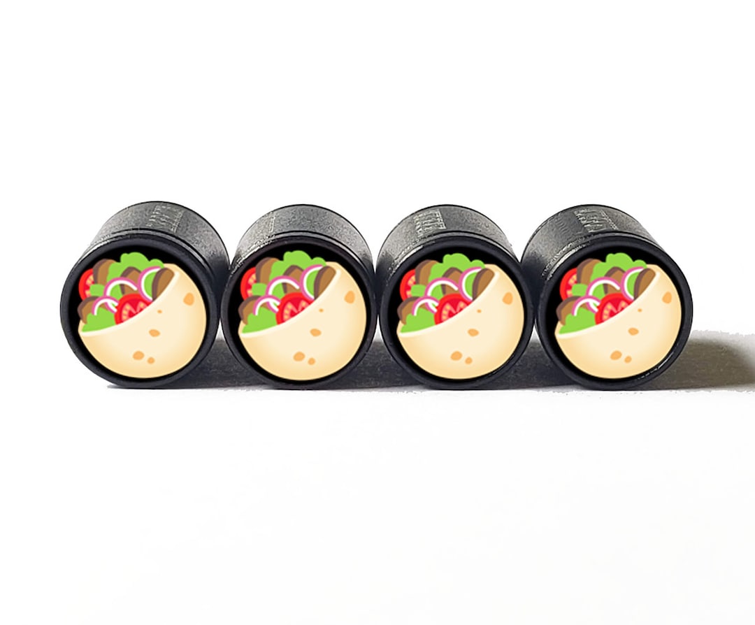 Pita Sandwich Emoji Tire Valve Caps Black Aluminum Set of Four - Etsy