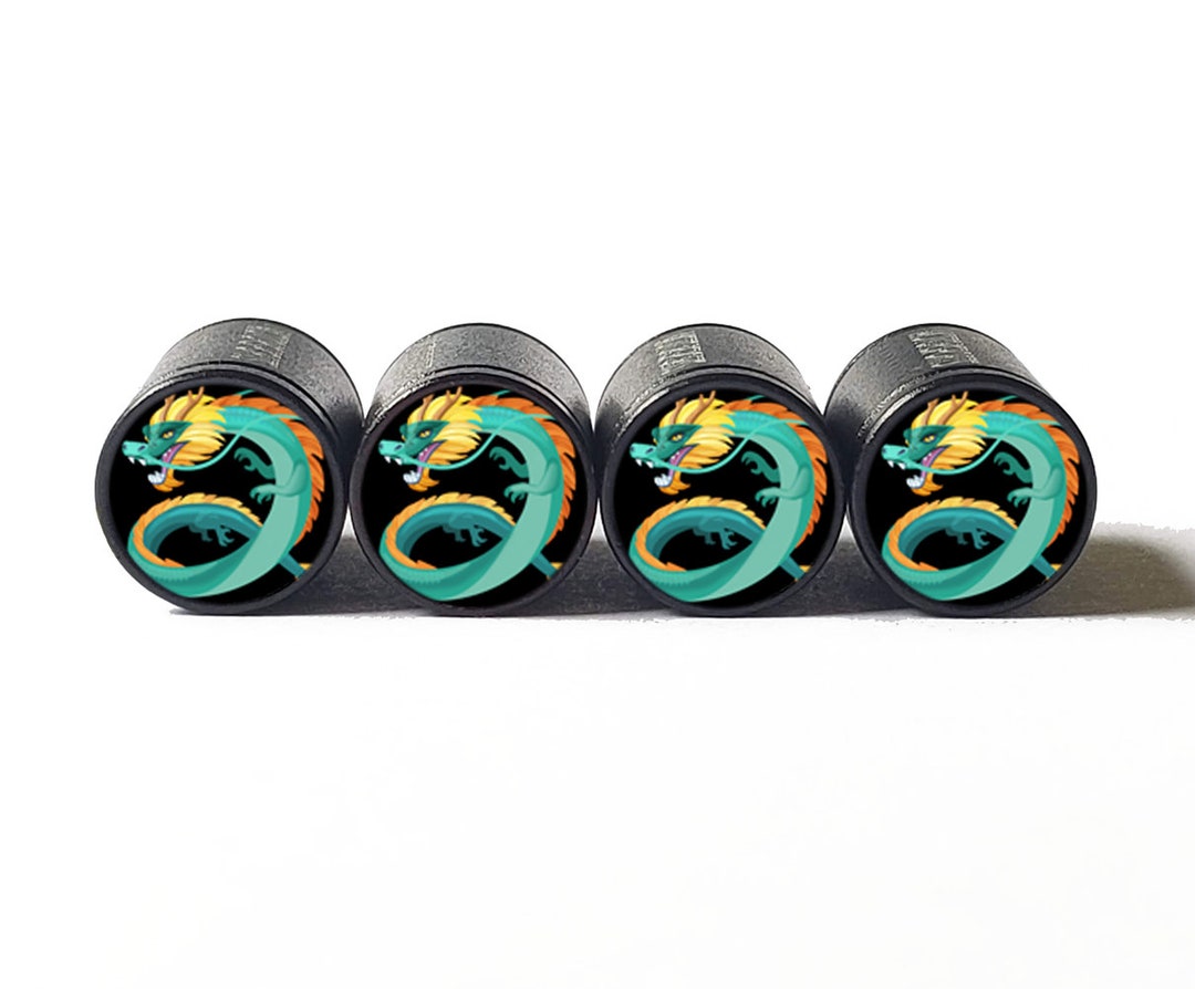 Blue Dragon Tire Valve Caps Black Aluminum Set of Four - Etsy