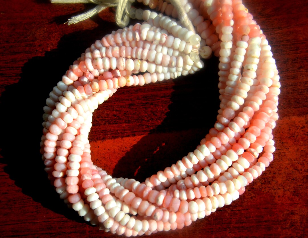 50% Sale Natural and Genuine Pink Peru Opal Roundel Shaded Faceted ...