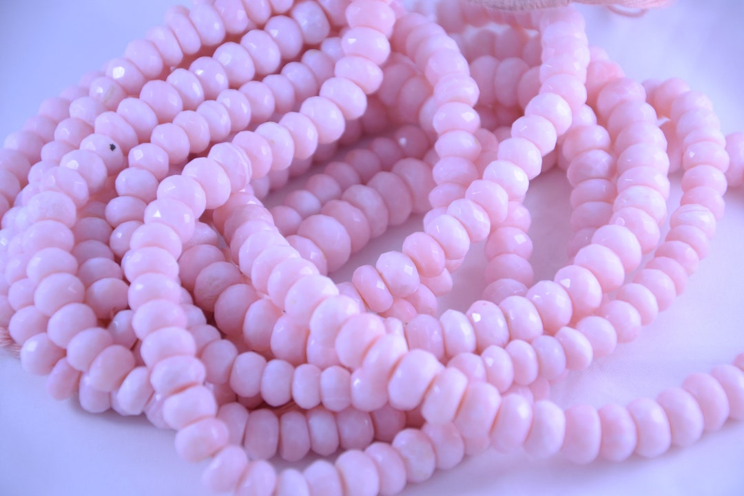 50% Sale Beautiful Natural and Genuine Pink Peru Opal Roundelle Faceted ...