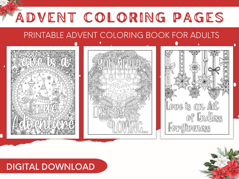 Printable Advent Calendar Christmas Coloring Book Christmas - Etsy