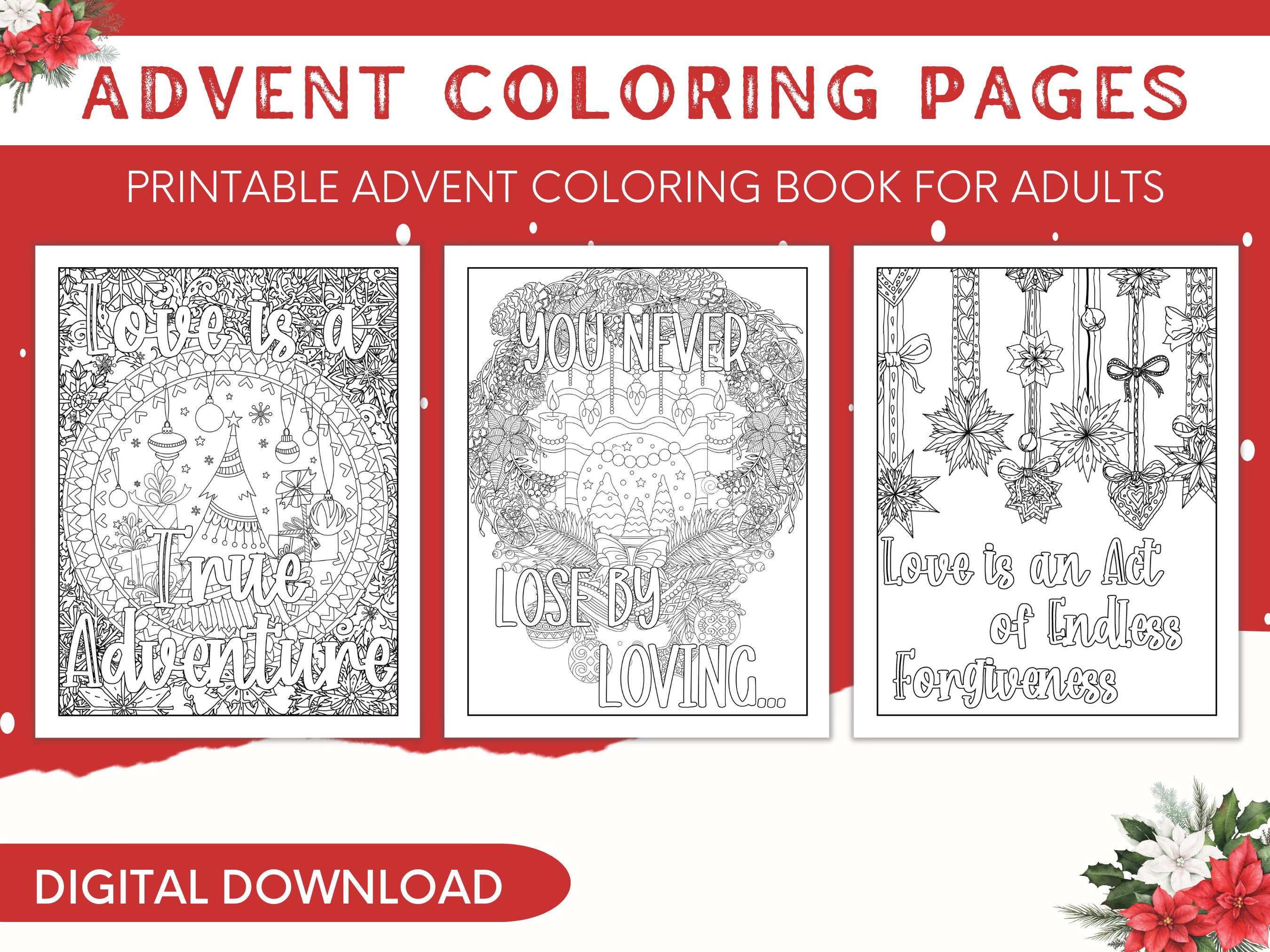 Printable Advent Calendar Christmas Coloring Book Christmas - Etsy