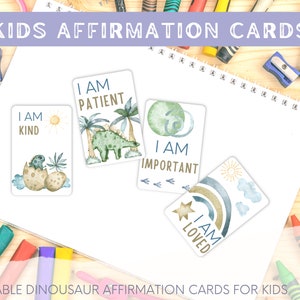 Printable Affirmation Cards for Kids, Dinosaur, Kids Affirmation Cards ...