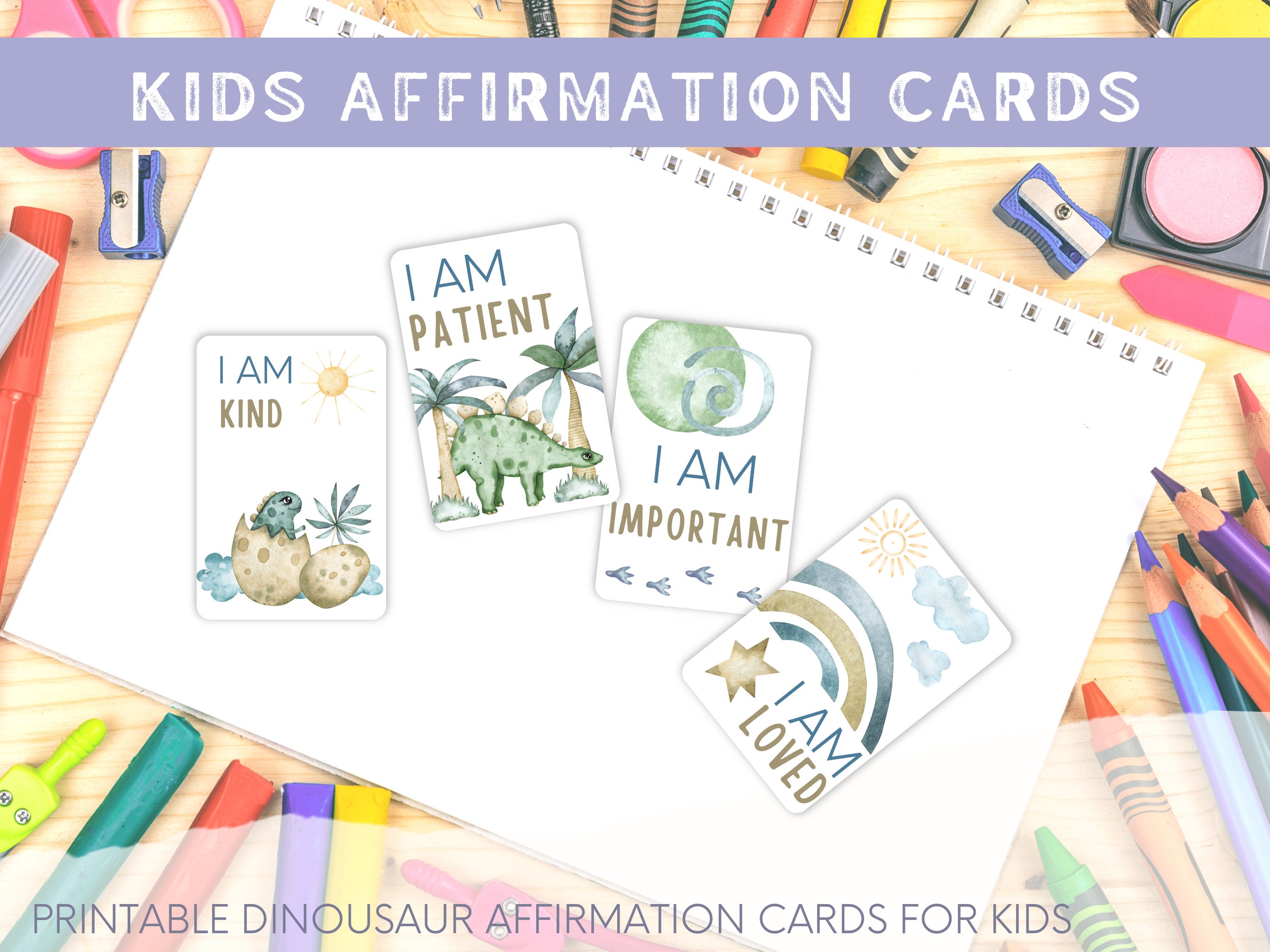 Printable Affirmation Cards for Kids, Dinosaur, Kids Affirmation Cards ...