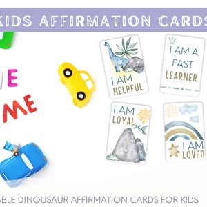 Printable Affirmation Cards for Kids, Dinosaur, Kids Affirmation Cards ...