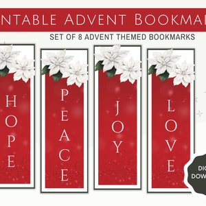 Printable Bookmarks Advent Theme | Advent Bookmark Set | Christian ...