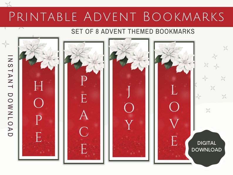 Printable Bookmarks Advent Theme | Advent Bookmark Set | Christian ...
