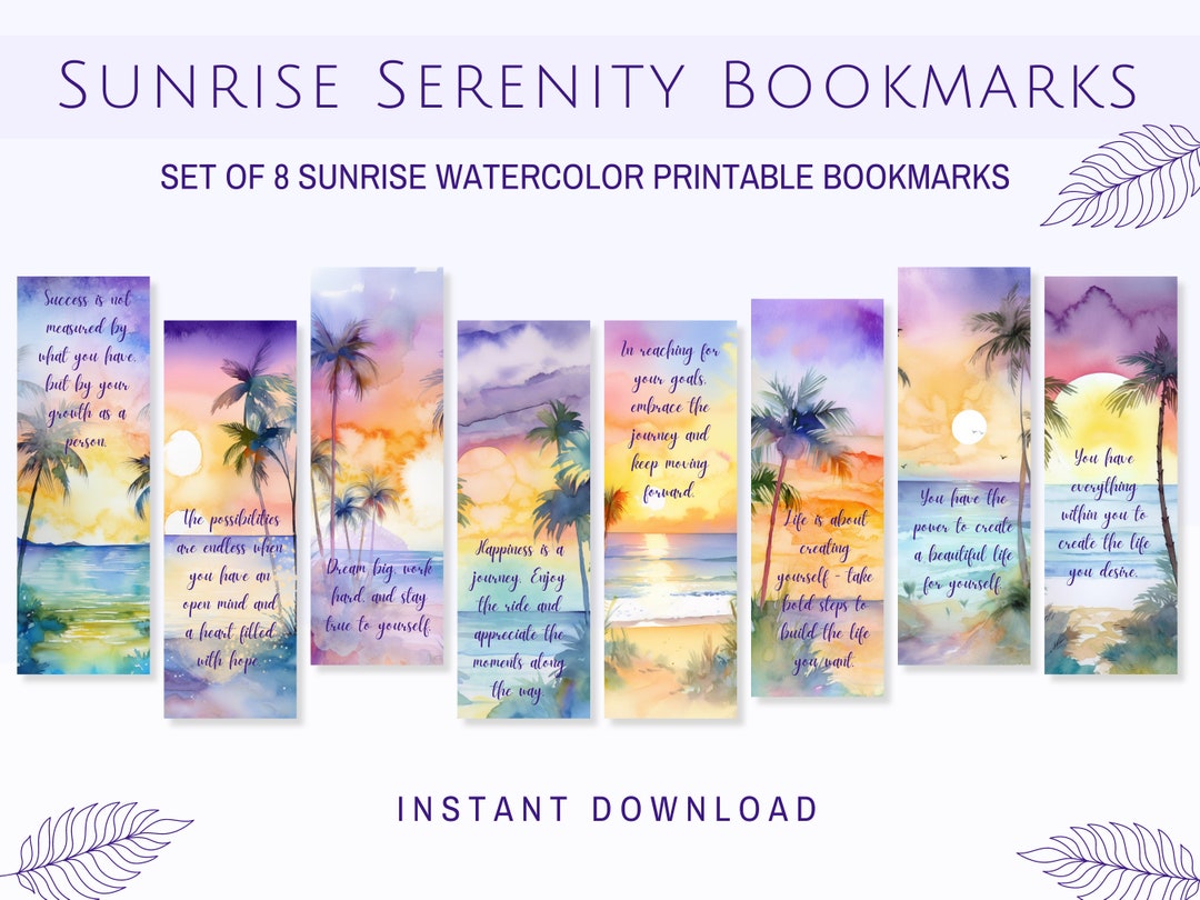 Watercolor Bookmarks | Printable Bookmarks | Beach | Bookmark Set ...