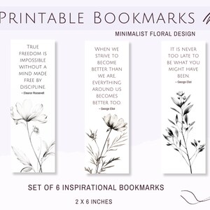 Printable Floral Bookmarks, Botanical Bookmarks, Inspirational ...