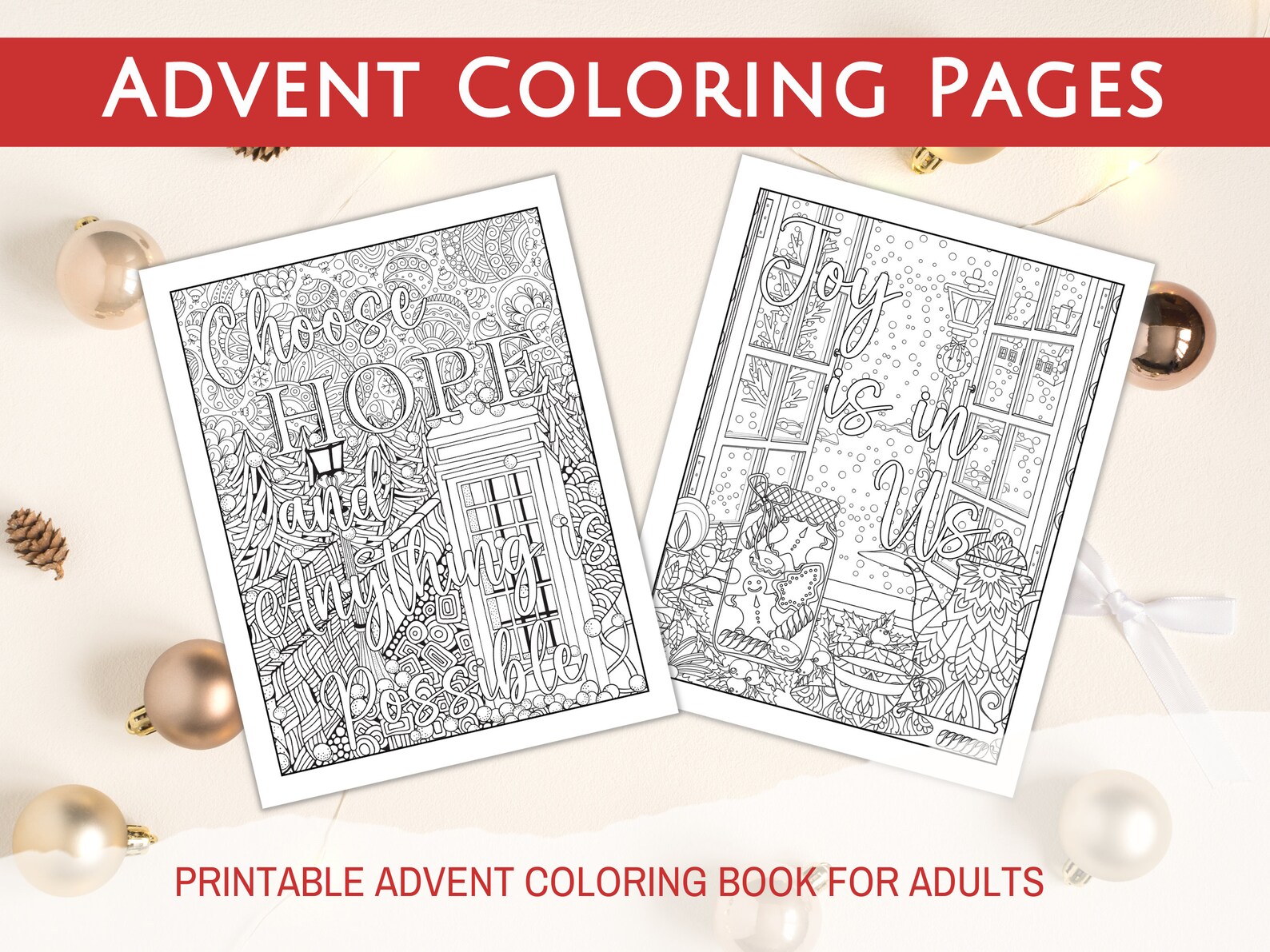 Printable Advent Calendar, Christmas Coloring Book, Christmas Coloring ...