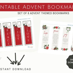 Printable Bookmarks Advent Theme | Advent Bookmark Set | Christian ...