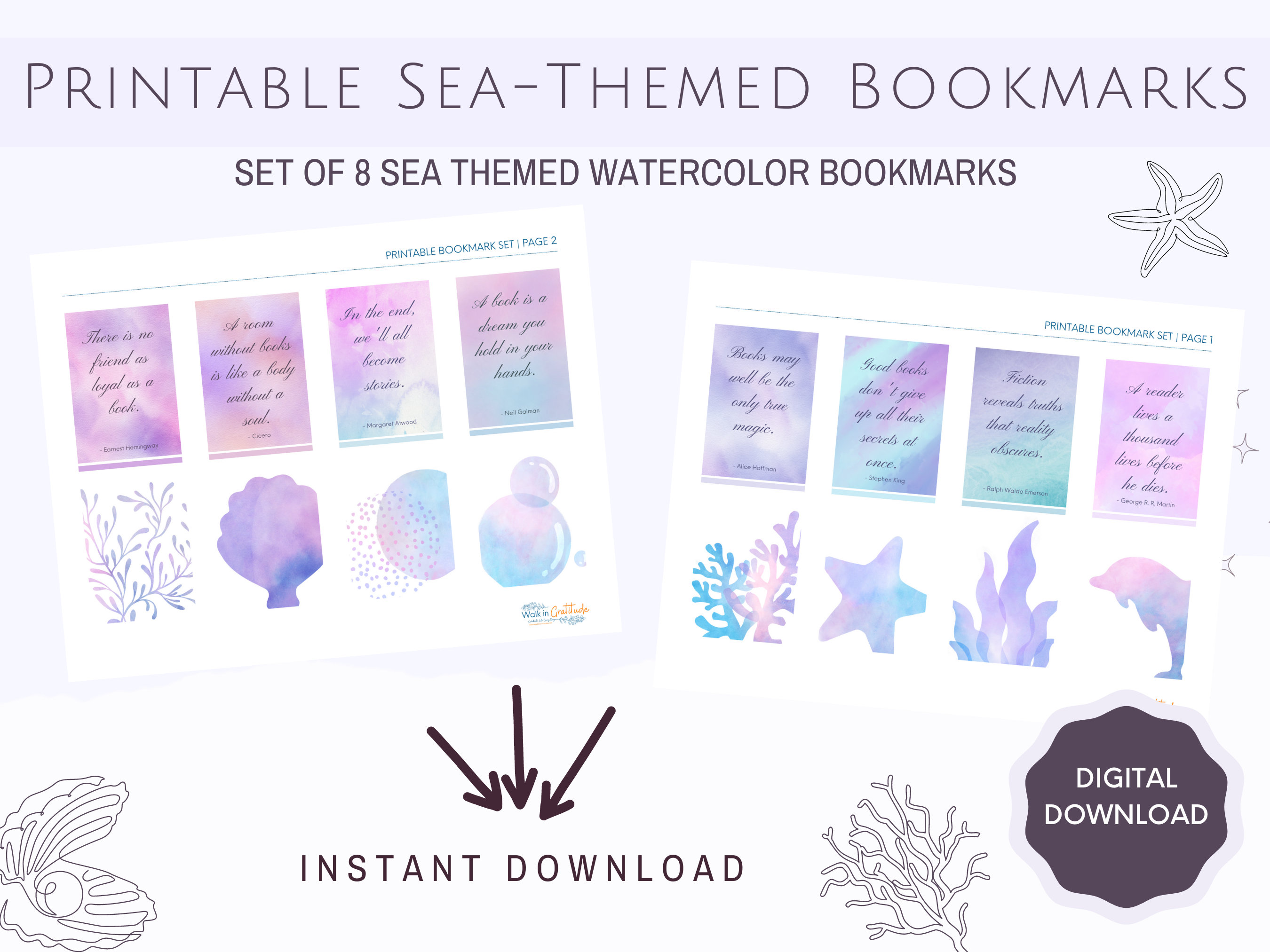 Printable Bookmarks With Inspirational Quotes | Landscapes Bookmark Set ...
