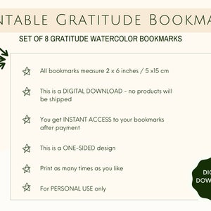 Printable Bookmarks, Gratitude Bookmark Set, Book Lover Reading Gifts ...