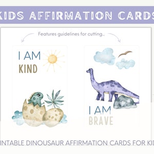Printable Affirmation Cards for Kids, Dinosaur, Kids Affirmation Cards ...