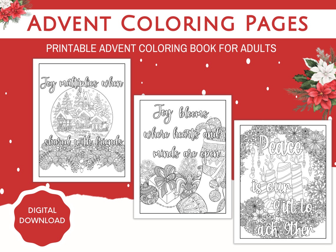 Printable Advent Calendar, Christmas Coloring Book, Christmas Coloring ...
