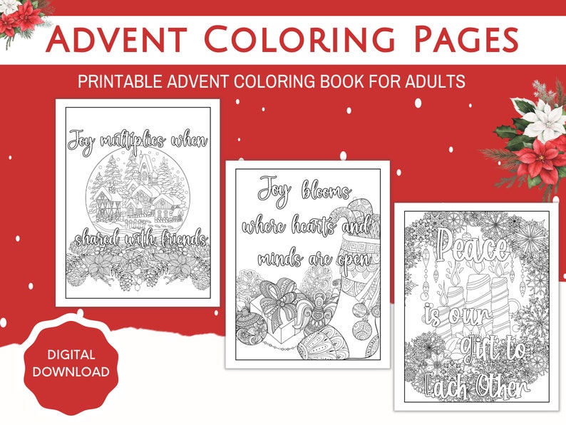 Printable Advent Calendar, Christmas Coloring Book, Christmas Coloring ...